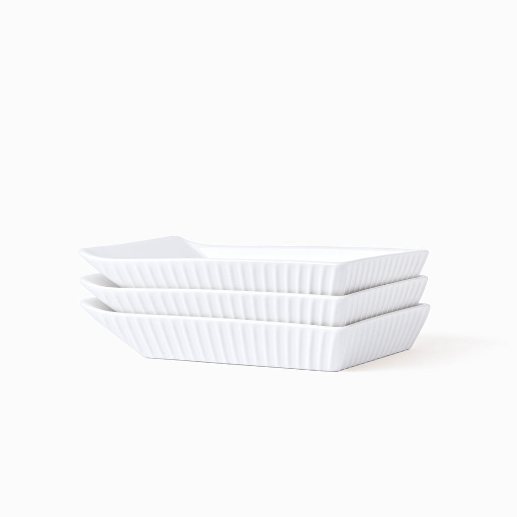 White Rectangle Dish 15 - Set of 3 - Rena